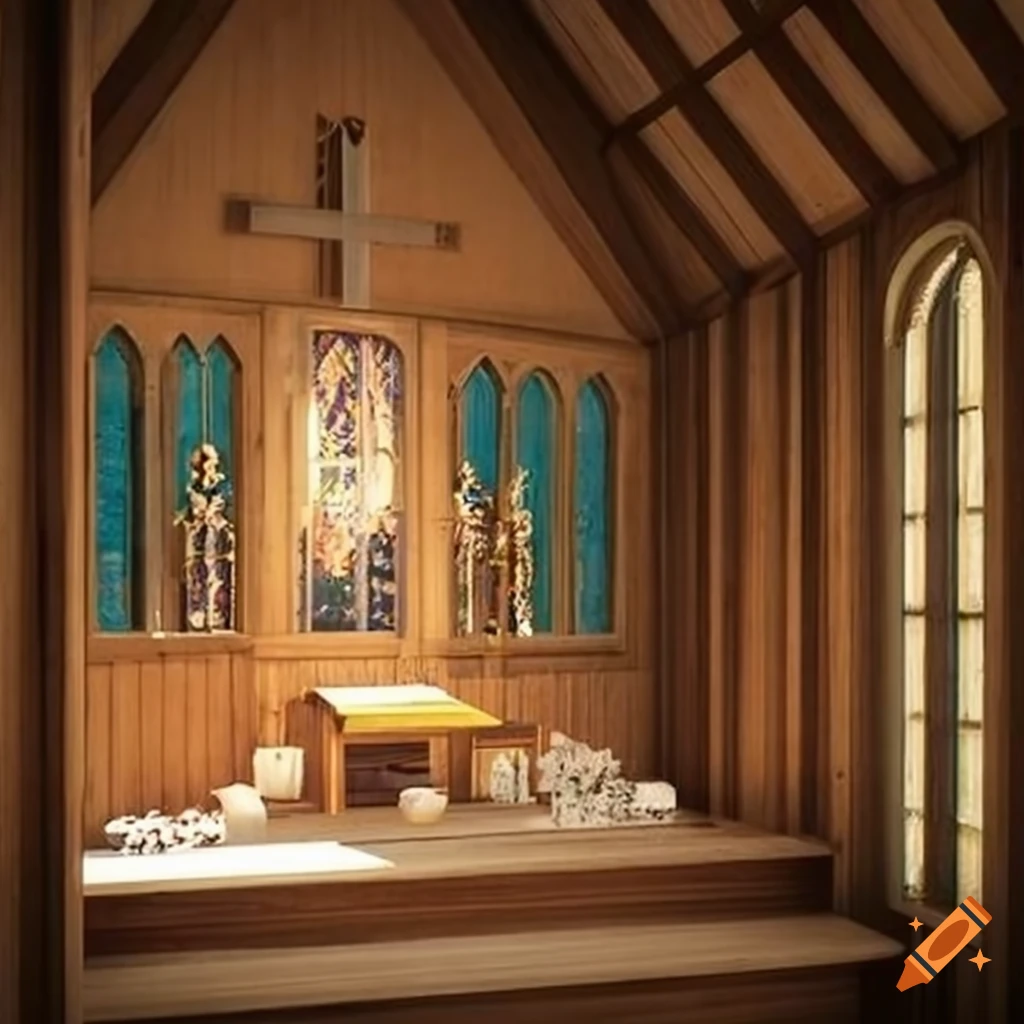 Wooden chapel in a serene setting