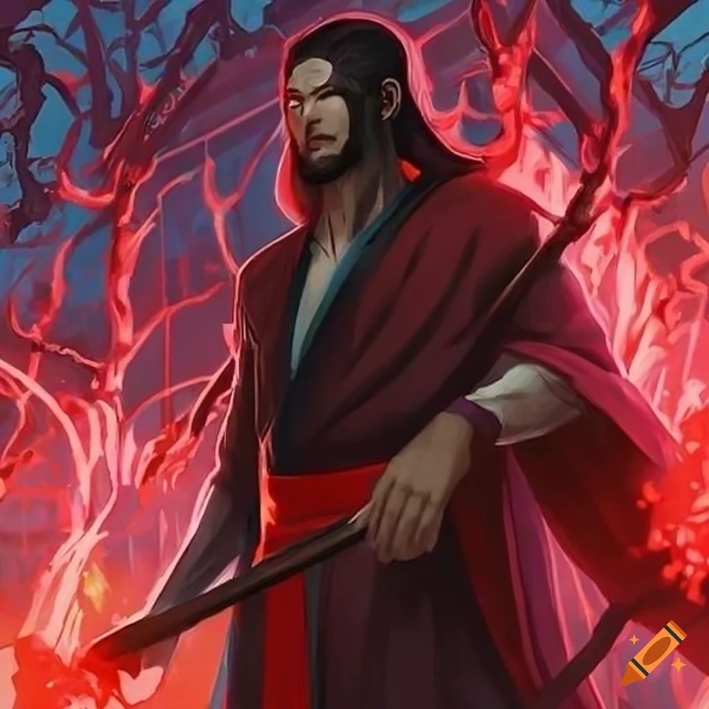 Asian elf male with long beard and ancient chinese robes on Craiyon