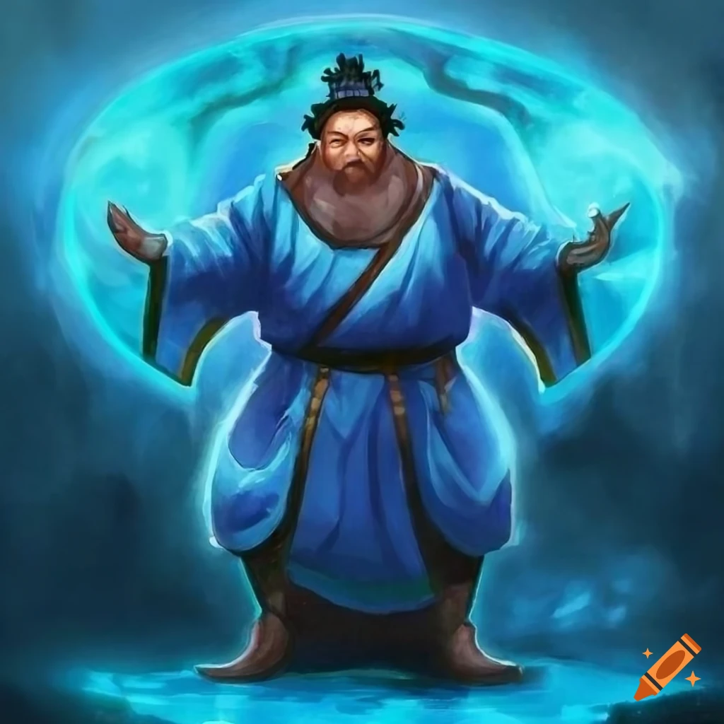 Illustration of a wise Asian man in ancient robes on Craiyon