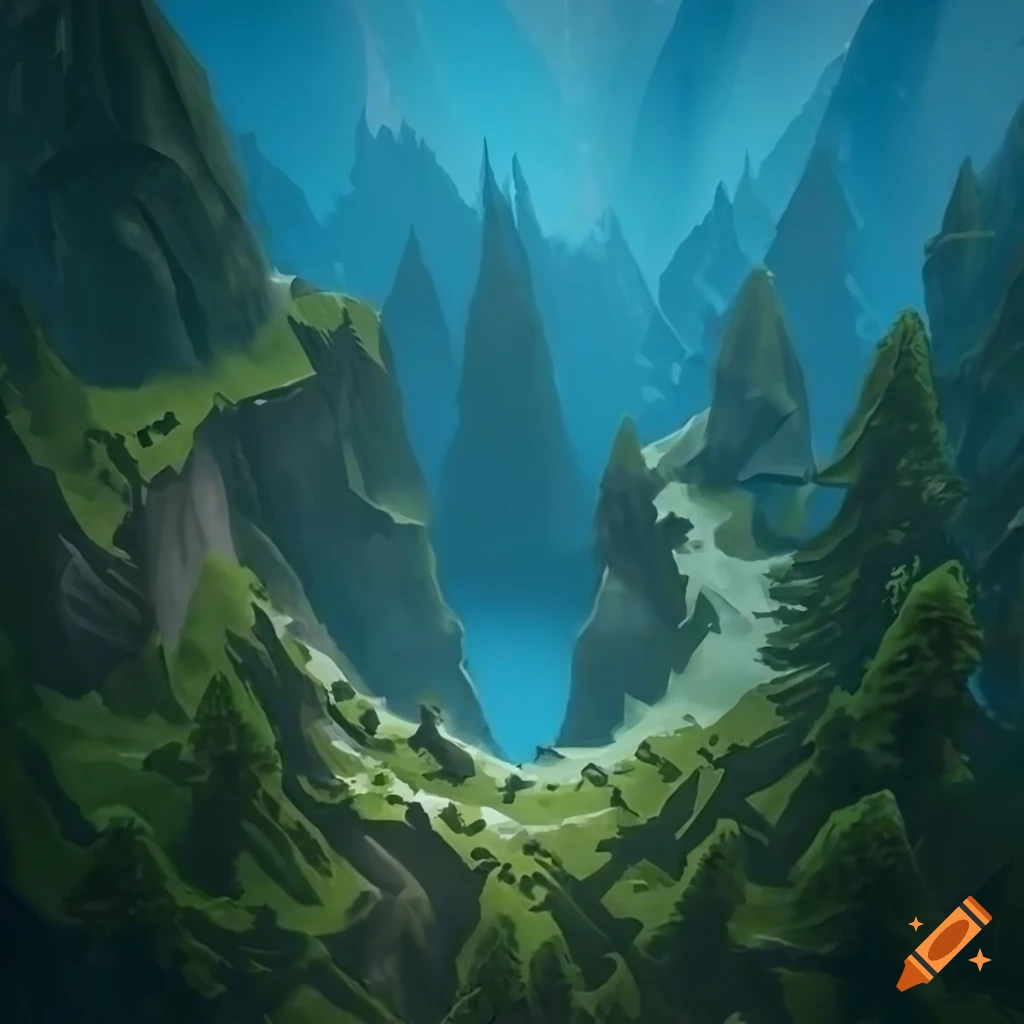 Top-down fantasy map with mountain trails and forest on Craiyon