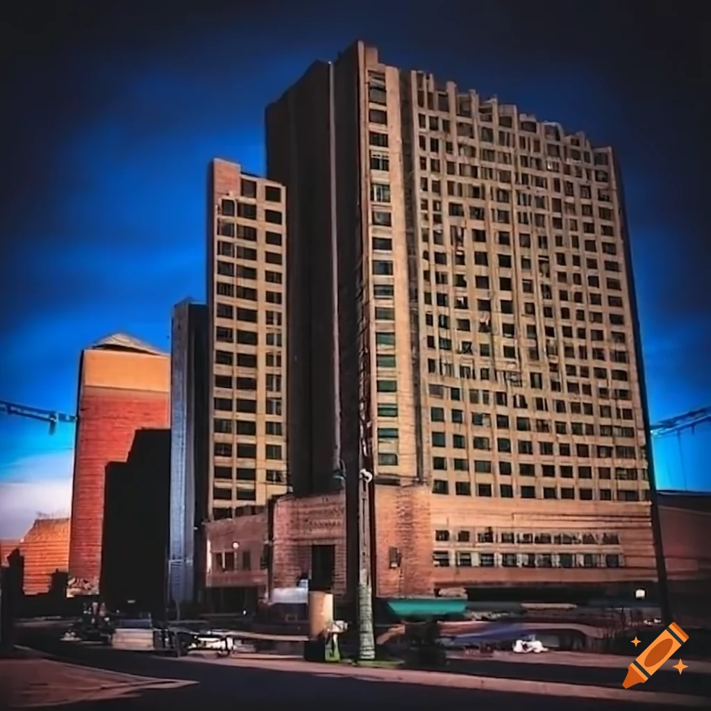 Impressive view of downtown Wichita's brutalist architecture on Craiyon