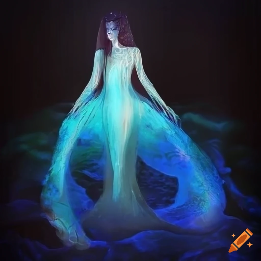 Detailed fantasy illustration of a woman at the seashore at sunset on ...