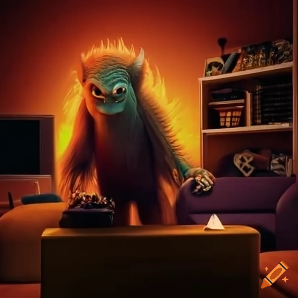 Cute monster with sharp teeth and a big smile on Craiyon