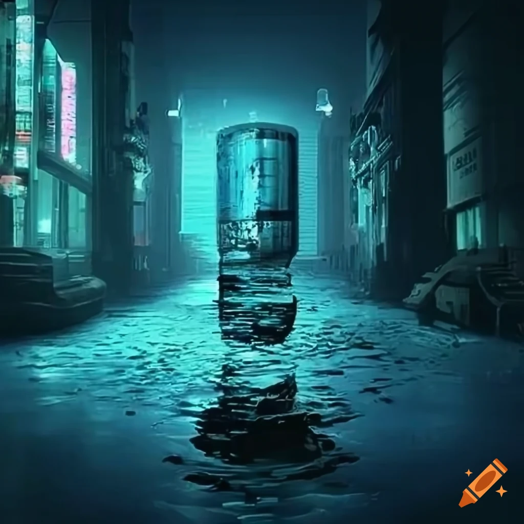 Cyberpunk artwork of contaminated water on Craiyon