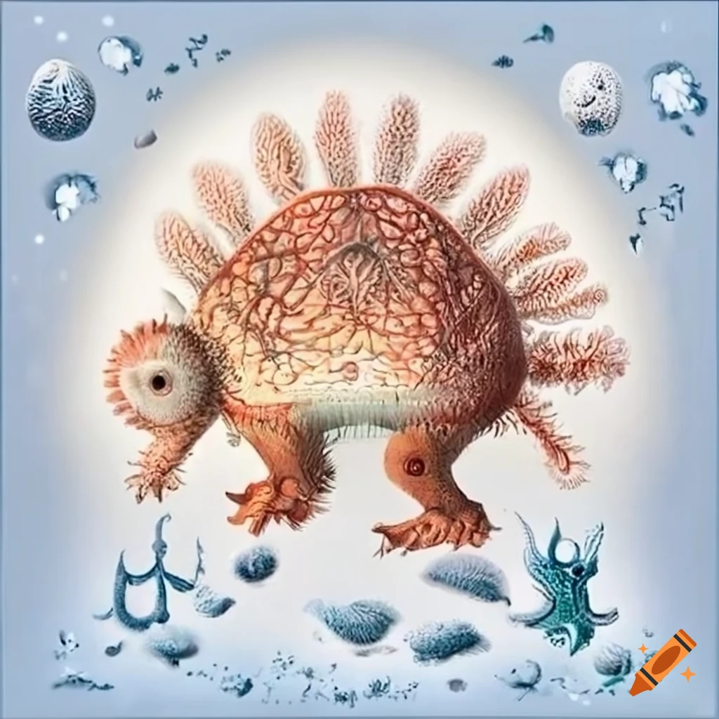 Illustration of cute creatures in falling snow