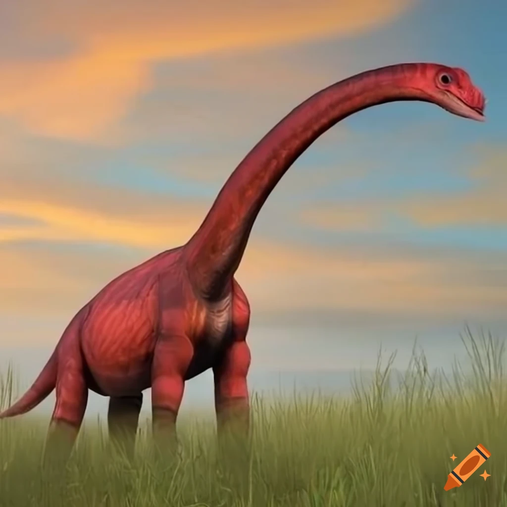 Beige brachiosaurus in sunny tall vegetation on Craiyon