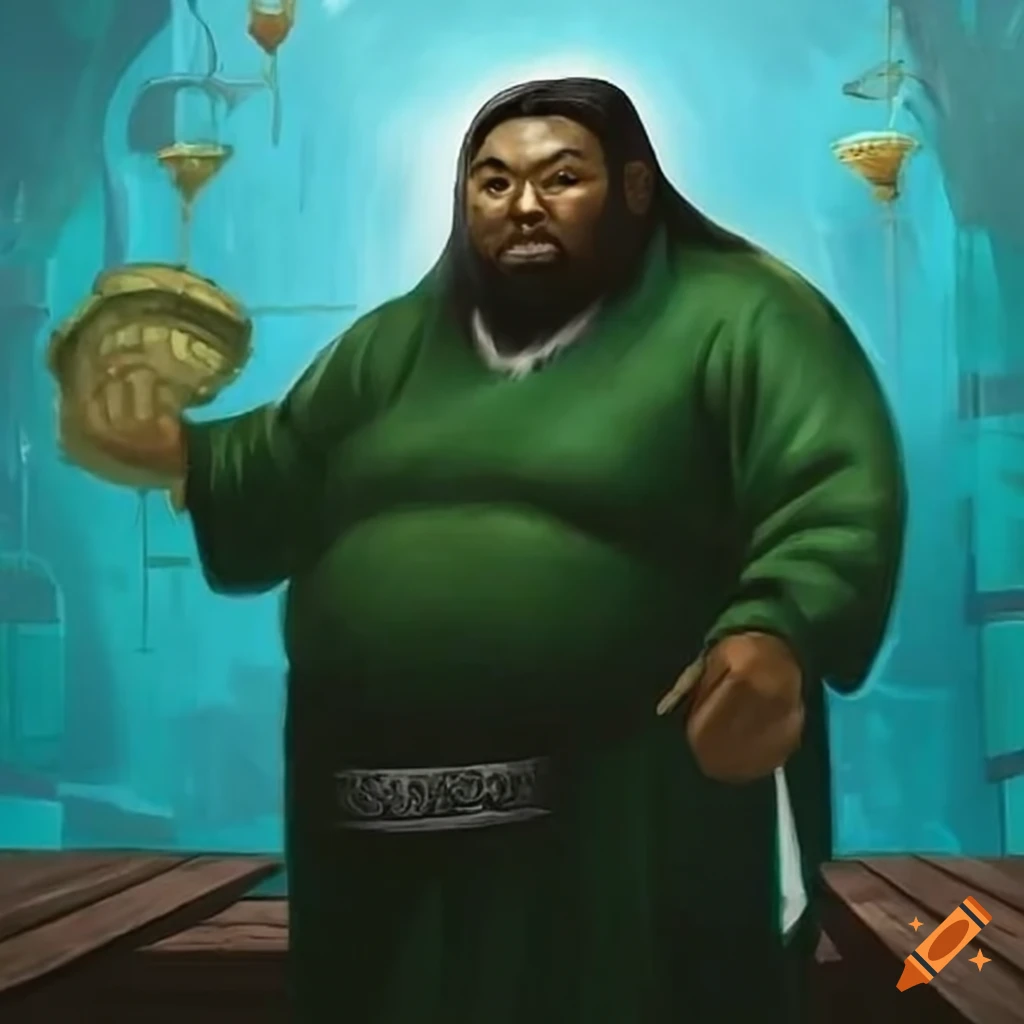 Illustration of an asian dwarf in traditional clothing inside a chinese ...