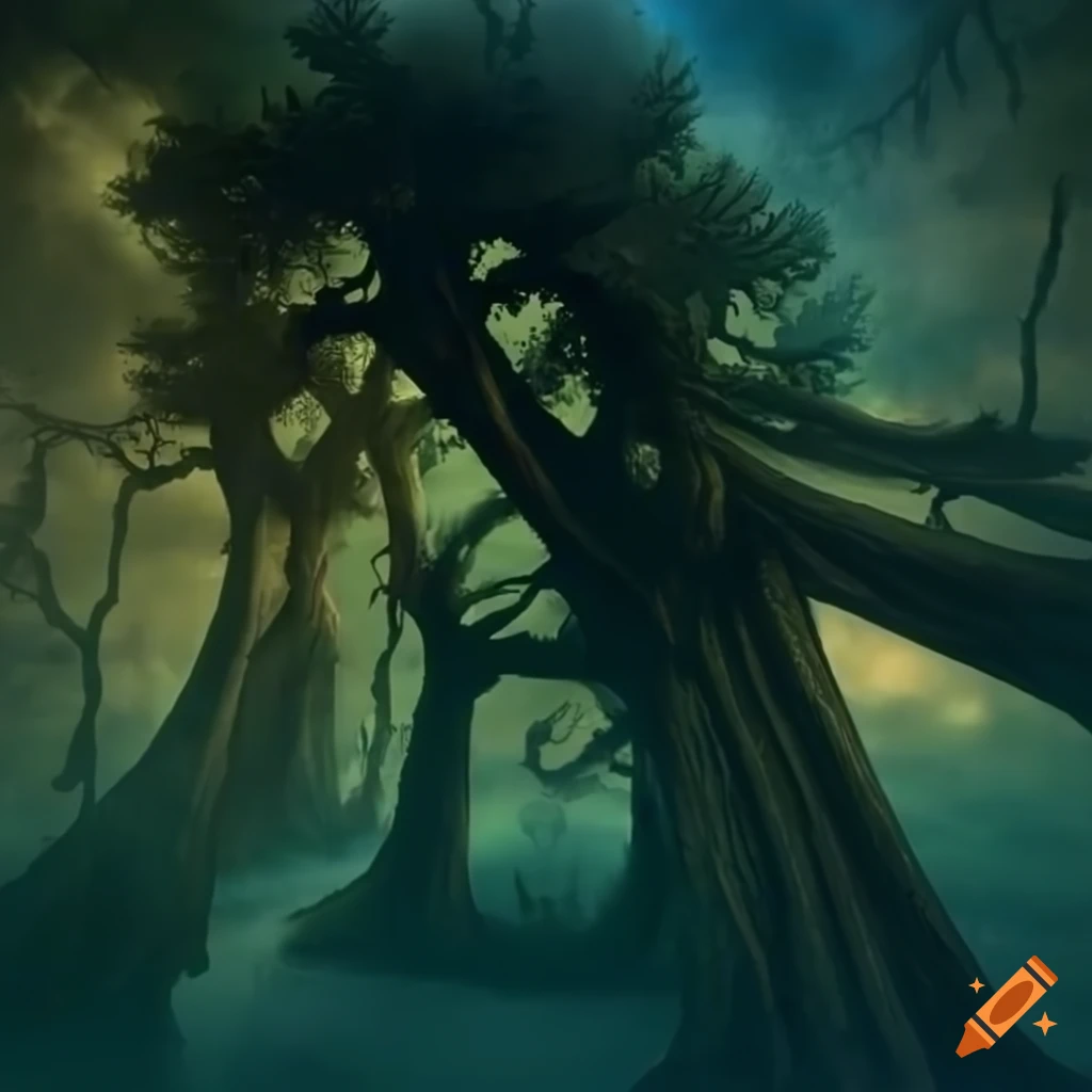 Fractal artwork of a wooded landscape on Craiyon