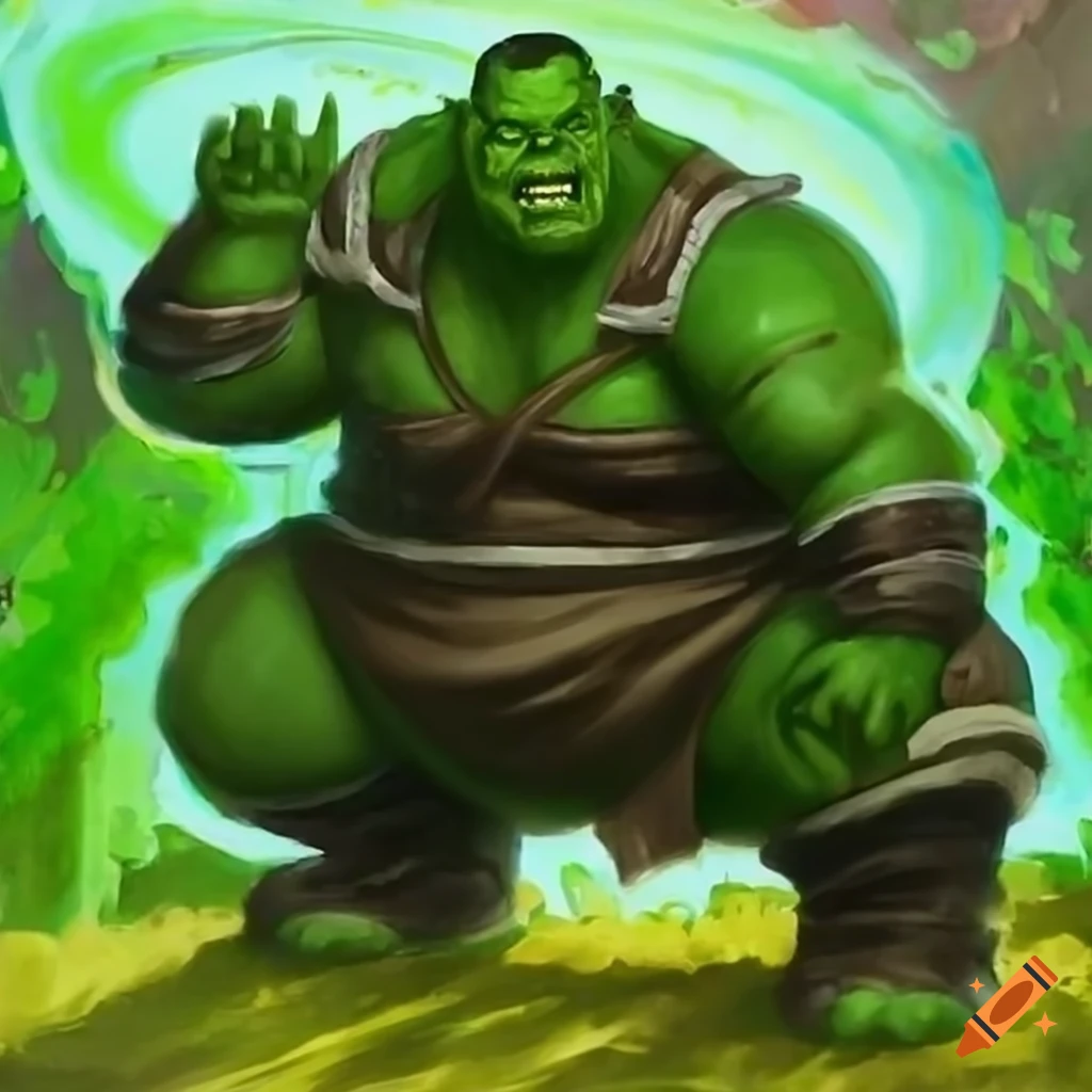Illustration of a magical asian orc on Craiyon