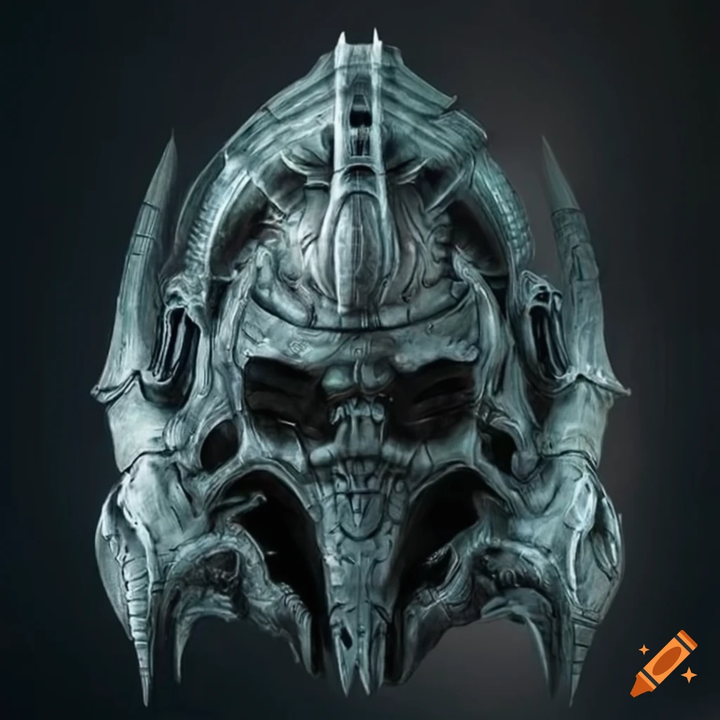 Biomechanical helm designed by h.r. giger on Craiyon