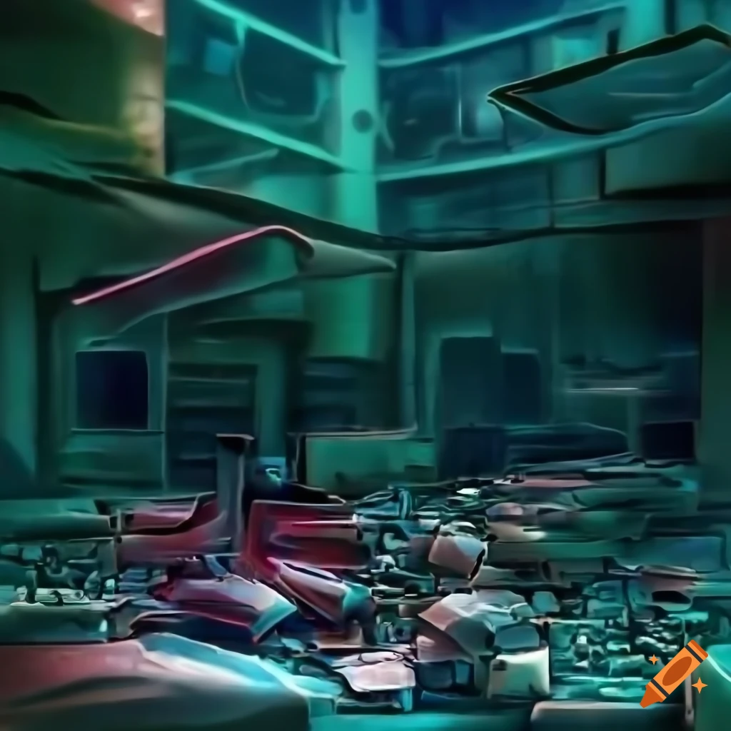 Surreal image of unrecognizable objects in a hospital setting on Craiyon