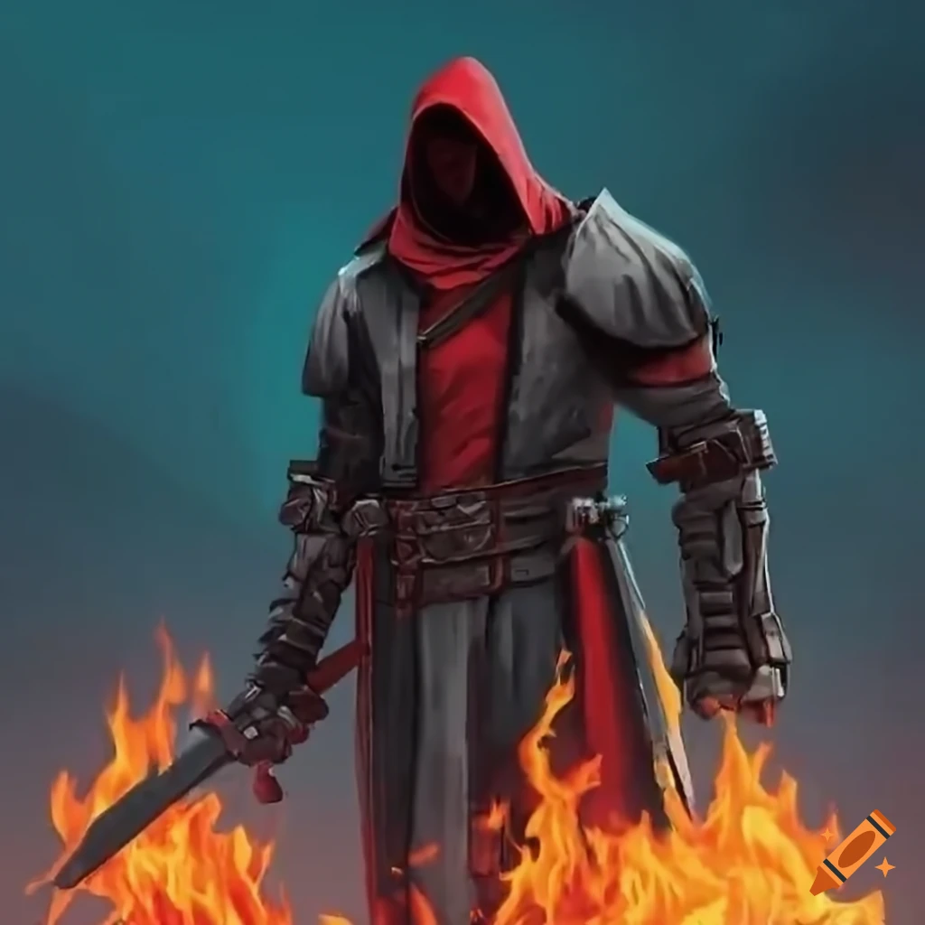 Image of a fierce warrior surrounded by fire on Craiyon