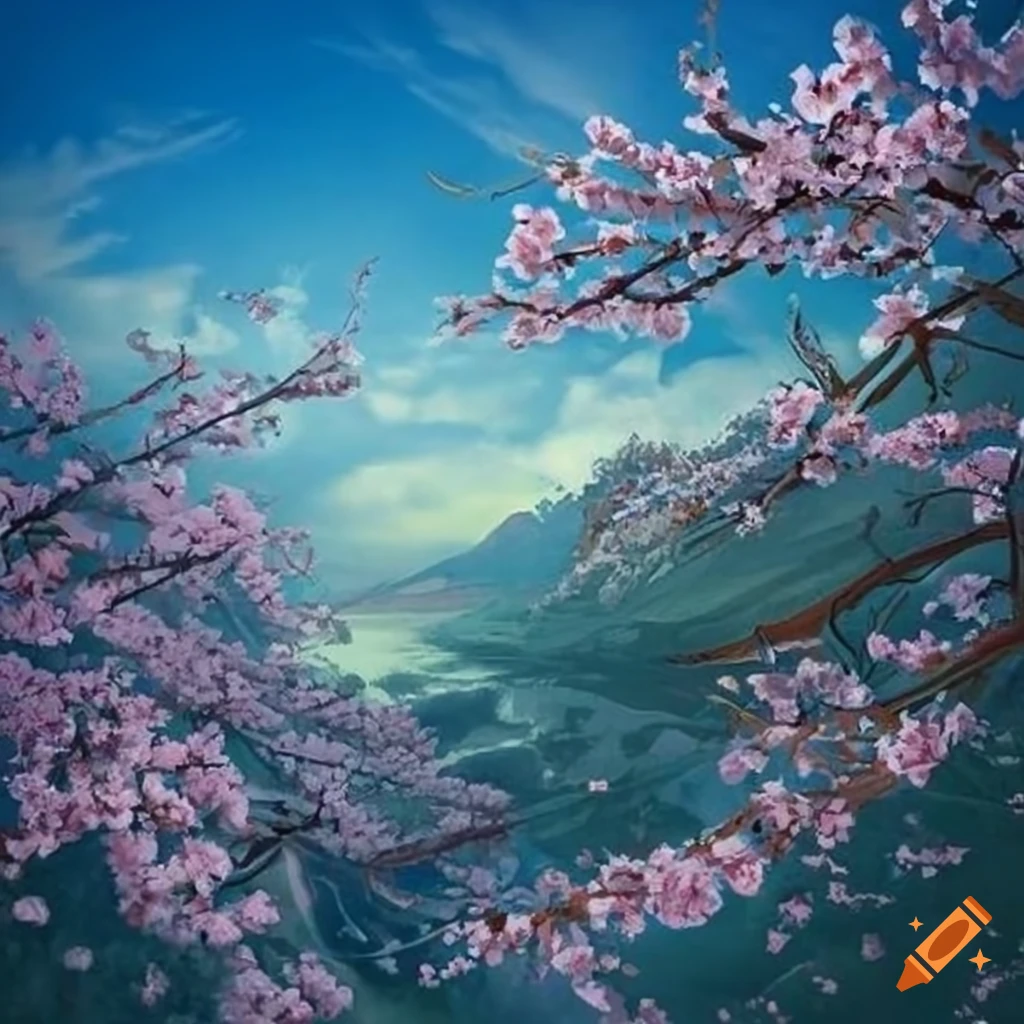 Detailed drawing of cherry blossoms on Craiyon