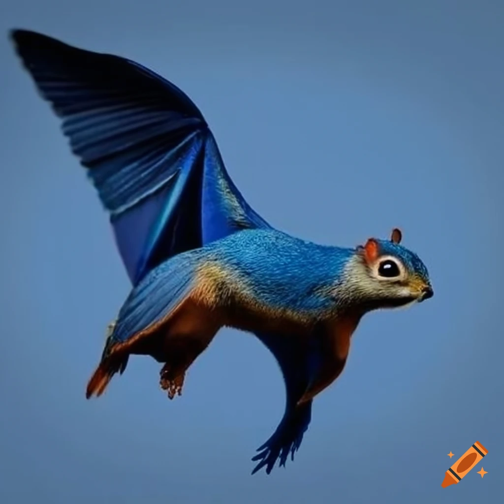 Blue flying squirrel on Craiyon