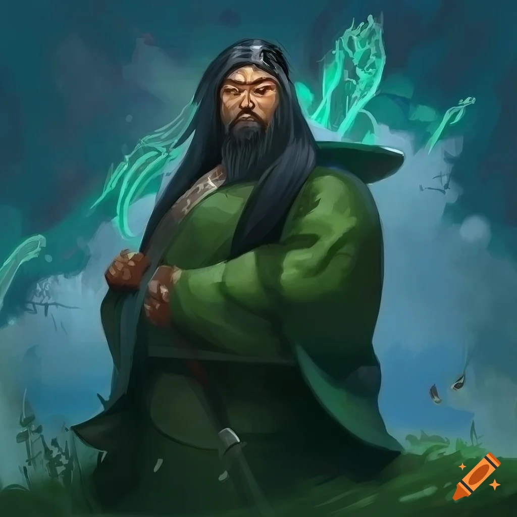 Illustration of an Asian man in ancient Chinese attire on Craiyon