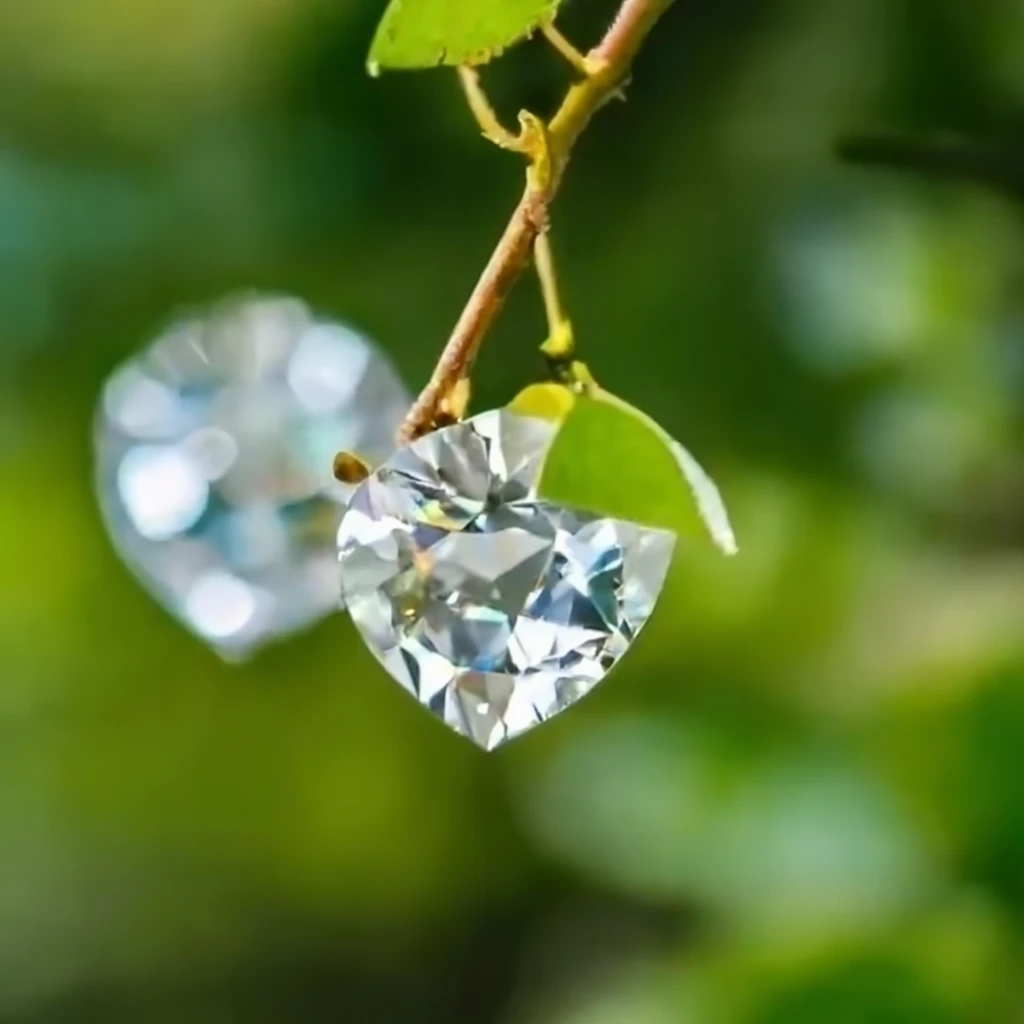 Detailed photo of a diamond growing on a tree branch on Craiyon