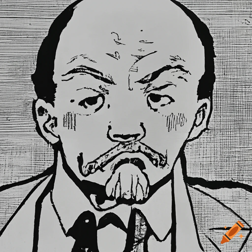 Manga-style illustration of lenin on Craiyon
