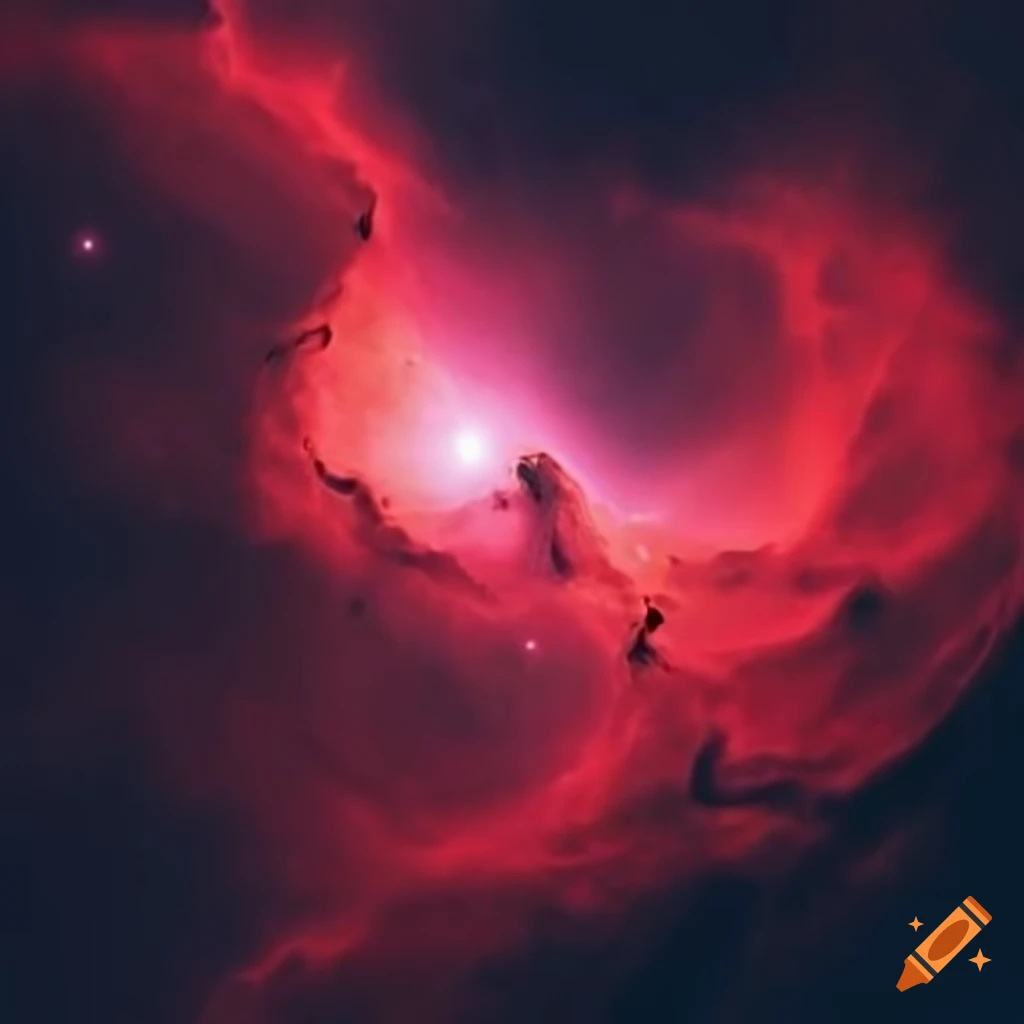 Red nebula in outer space on Craiyon