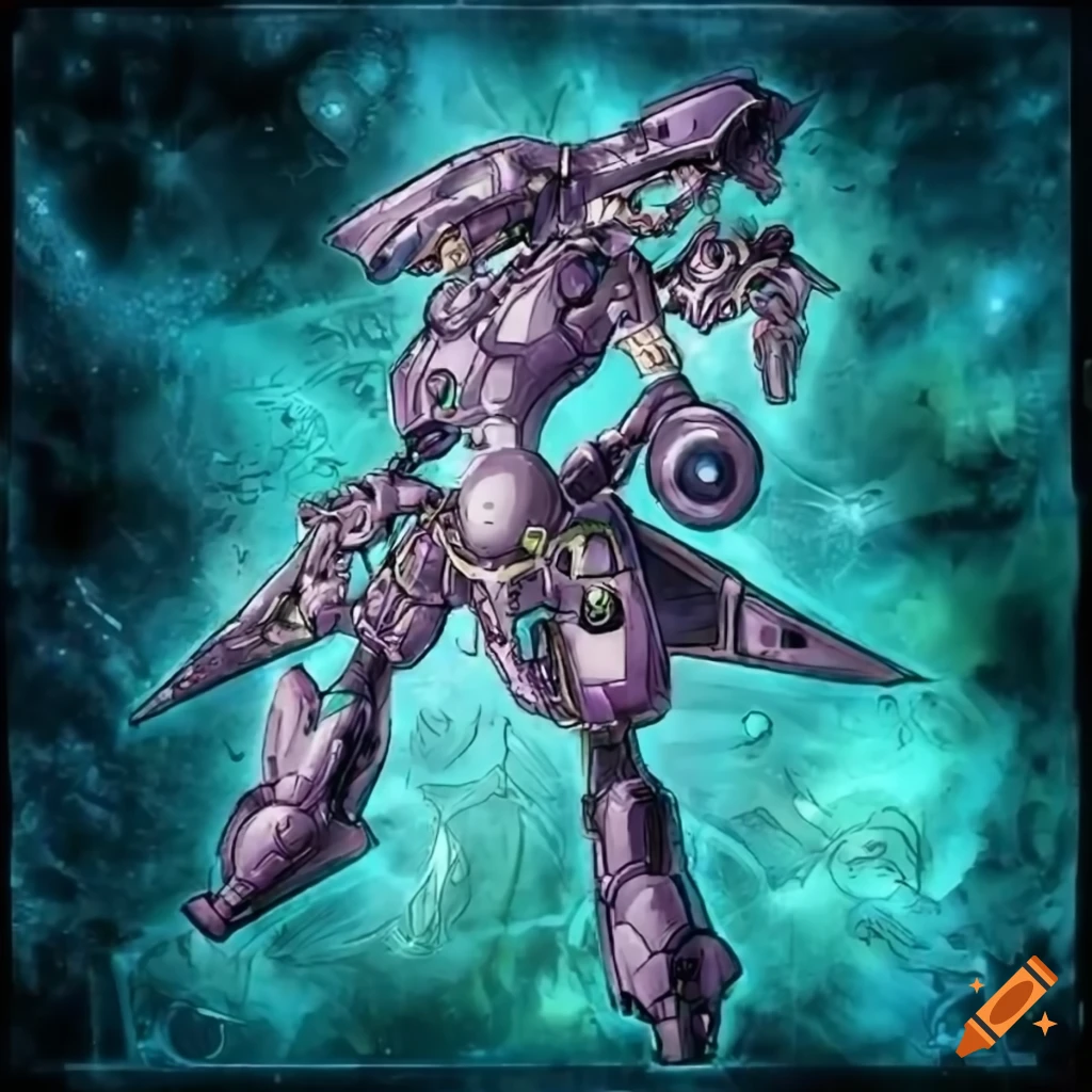 Futuristic mechanical fairy in yu-gi-oh! artwork style