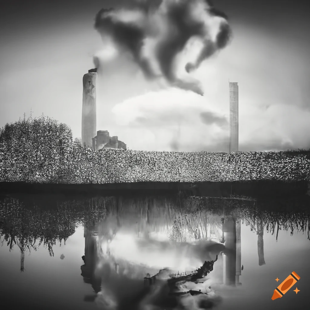 Helium refinery in a smoggy industrial landscape on Craiyon