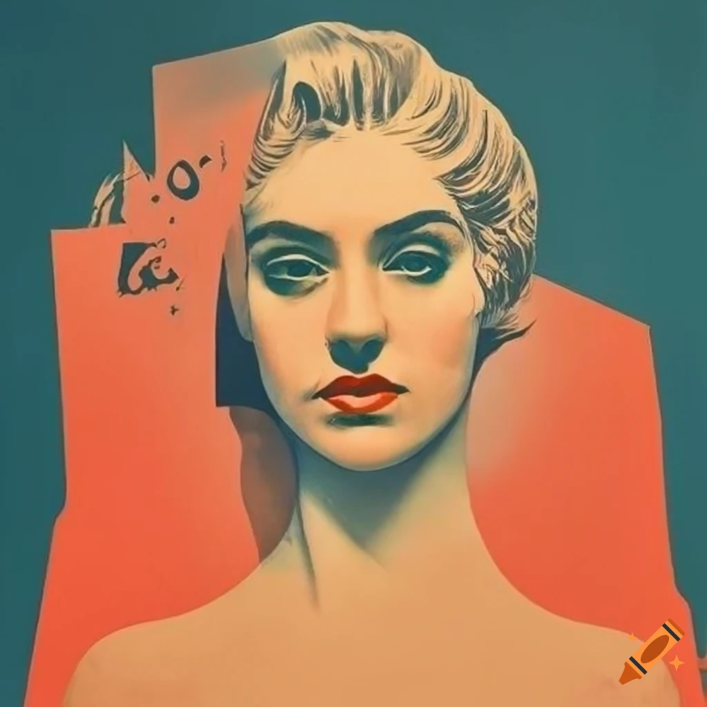 Soviet-style graphic design of a woman's face on Craiyon