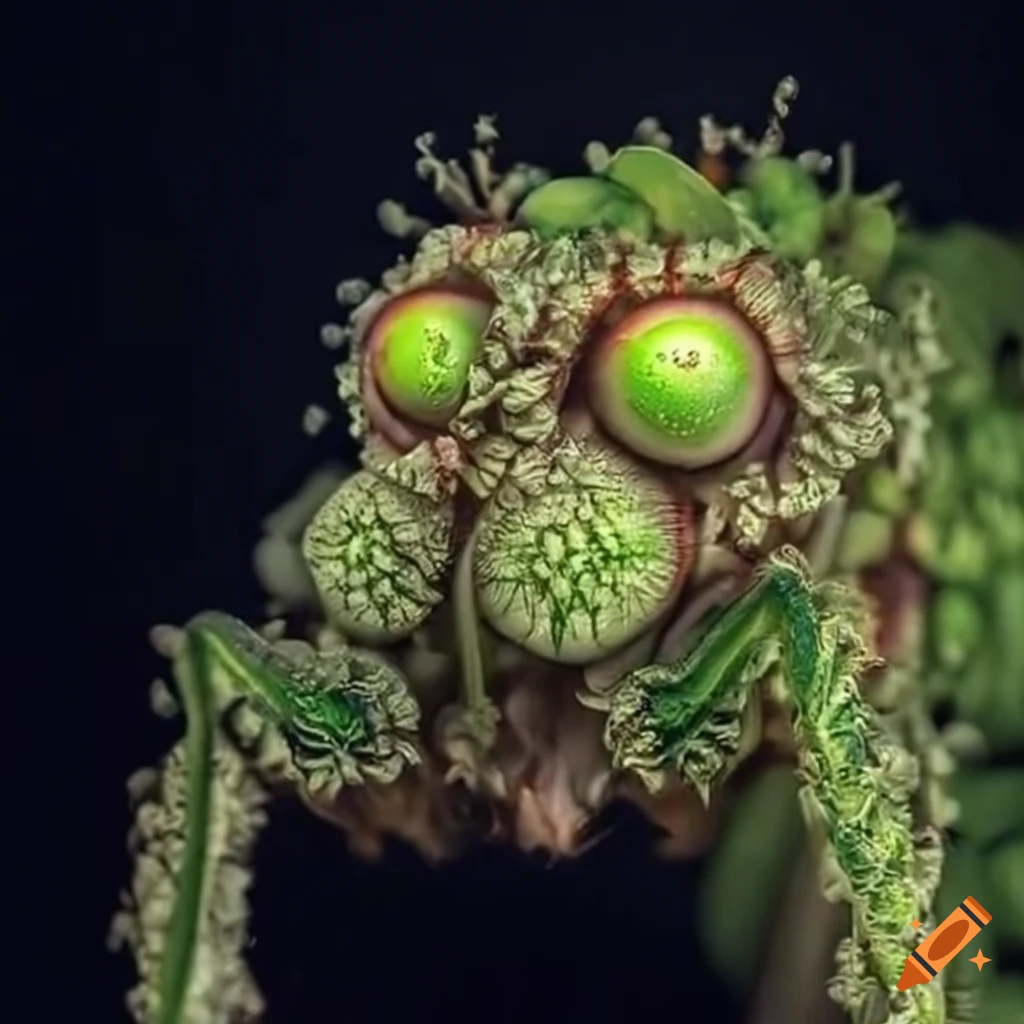 Creepy insect-shaped flower monster artwork on Craiyon