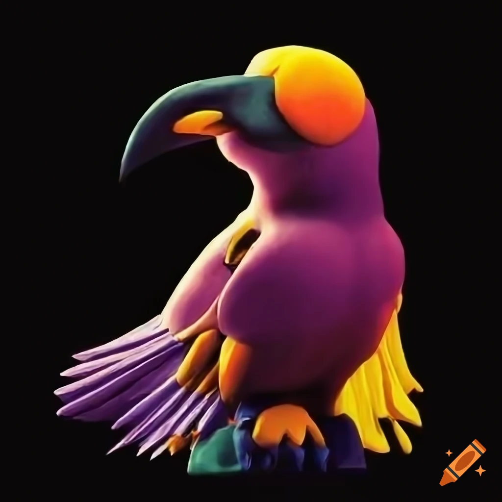 Colorful clay render of three crows in retro game style on Craiyon