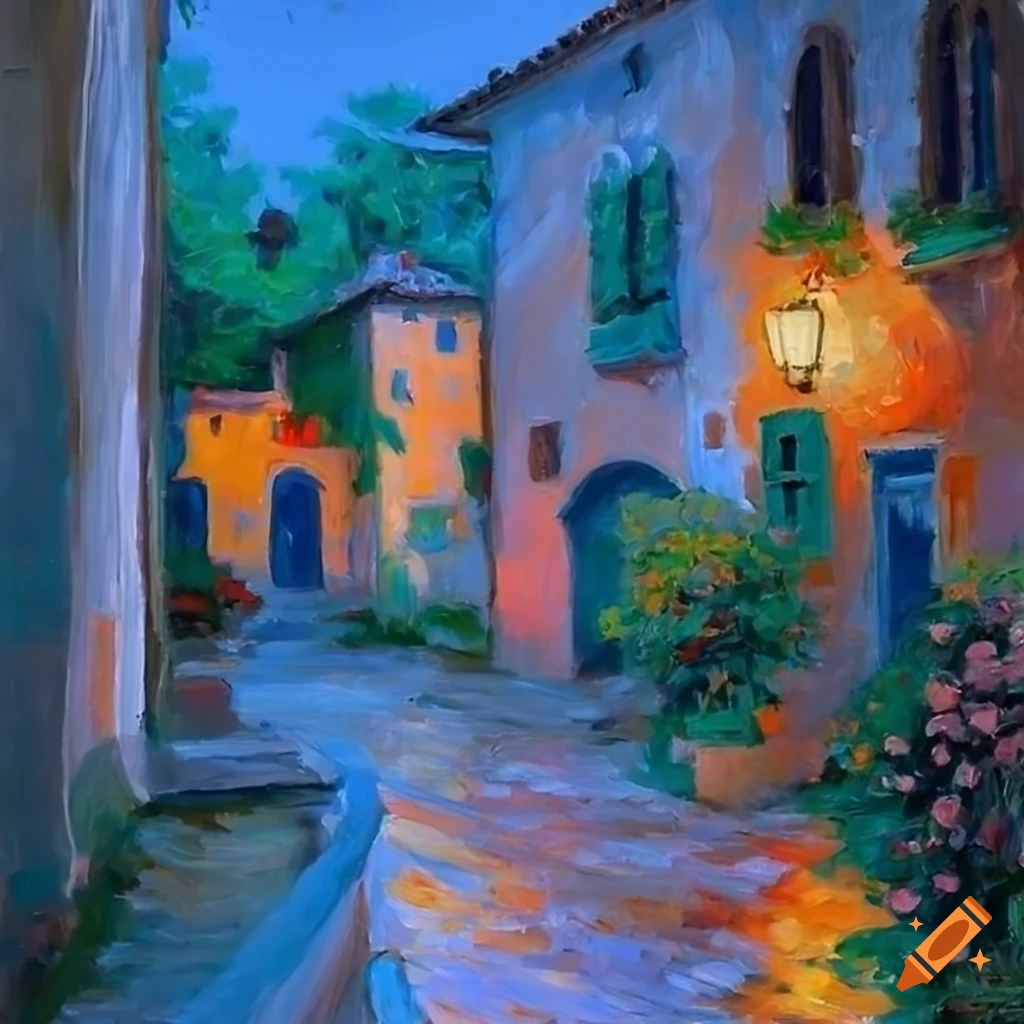 Impressionist painting of a charming Italian house on Craiyon