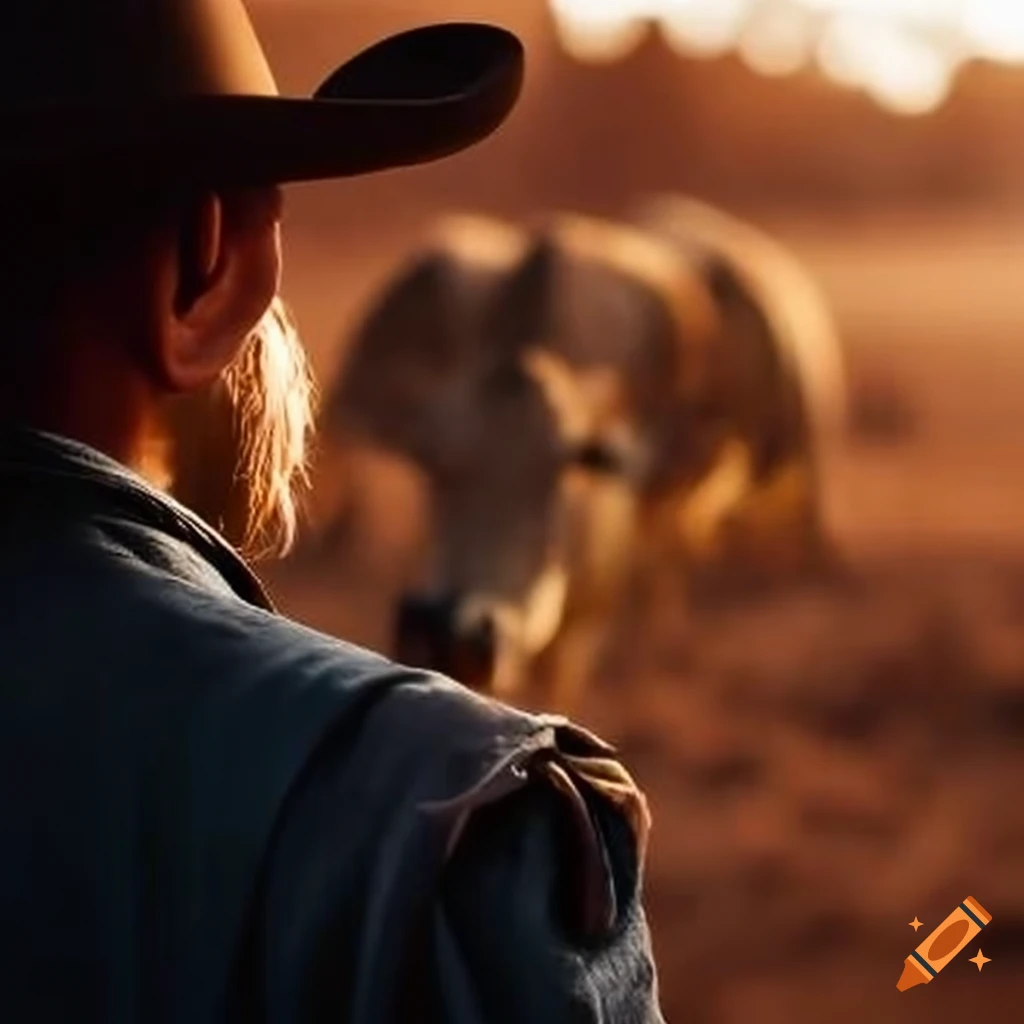 Cowboy checking on steers in a feedyard