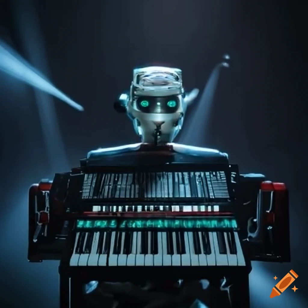 Synthesizer playing robot on Craiyon