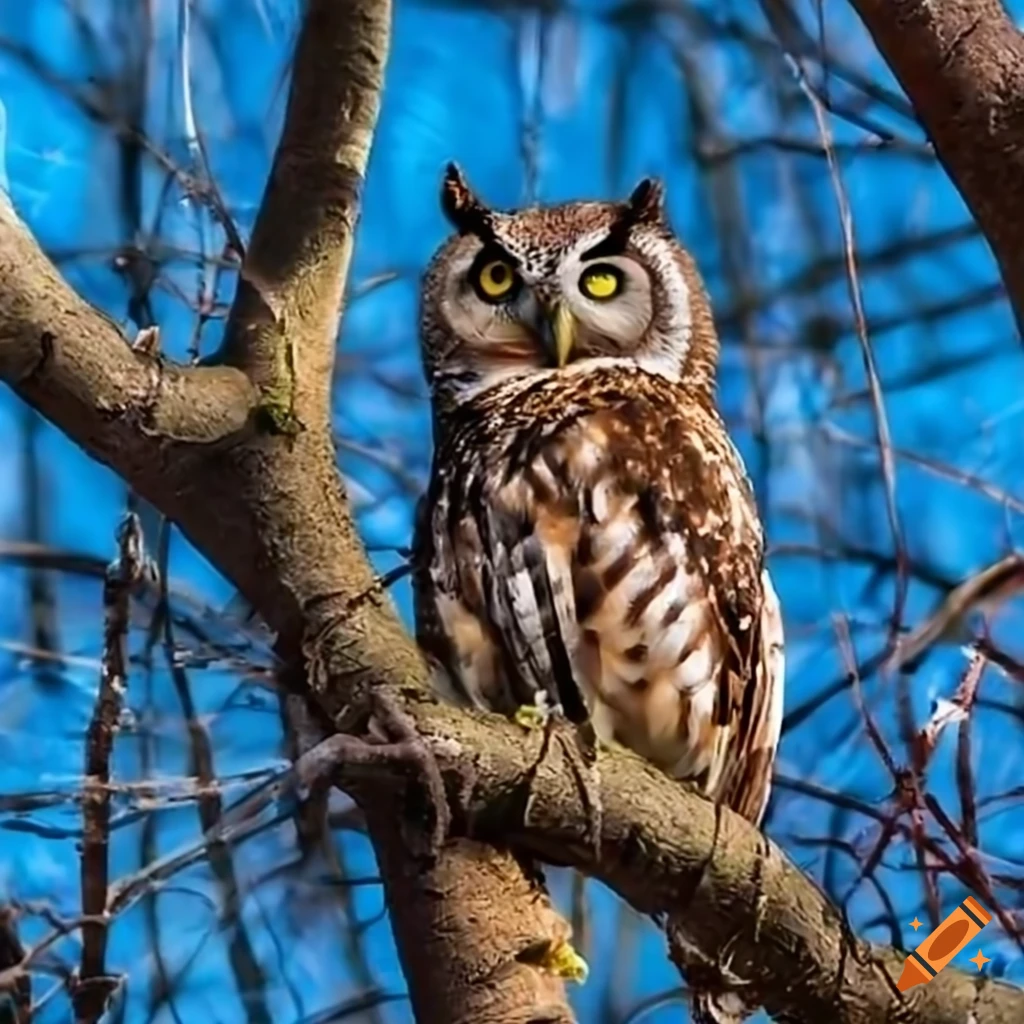 Blue ghost barred owl in a swamp at night on Craiyon