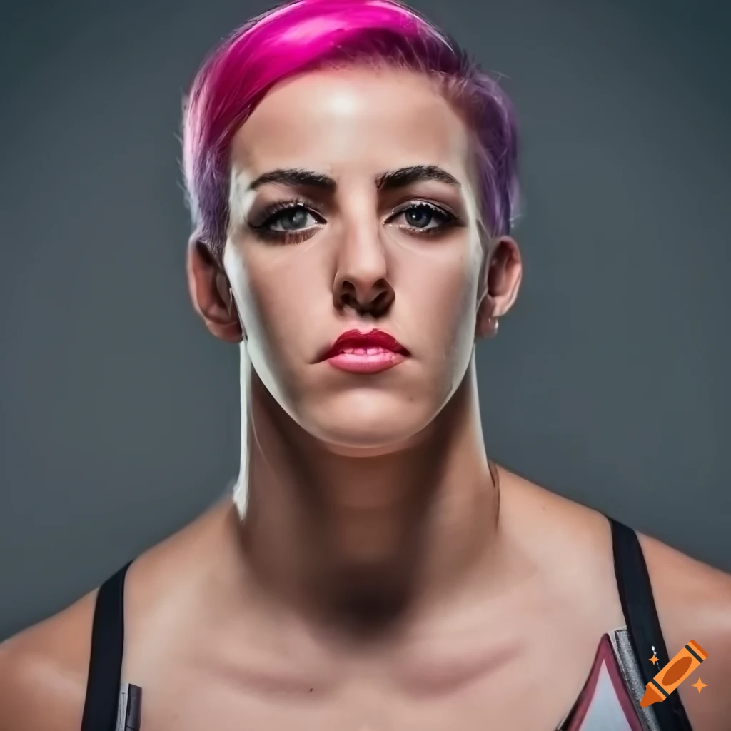 Close Up Portrait Of Ufc Fighter Tessa Blanchard With Short Pink Hair