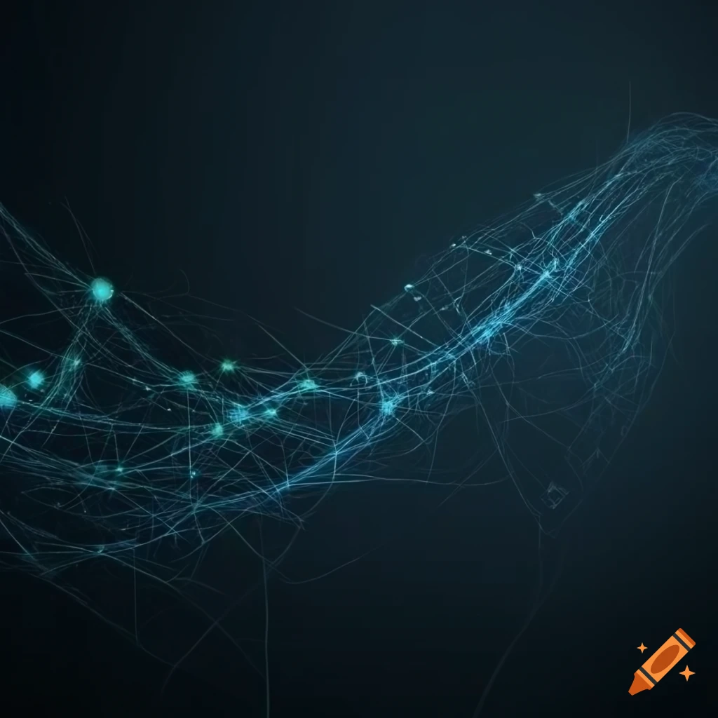 Dark background with computer network nodes