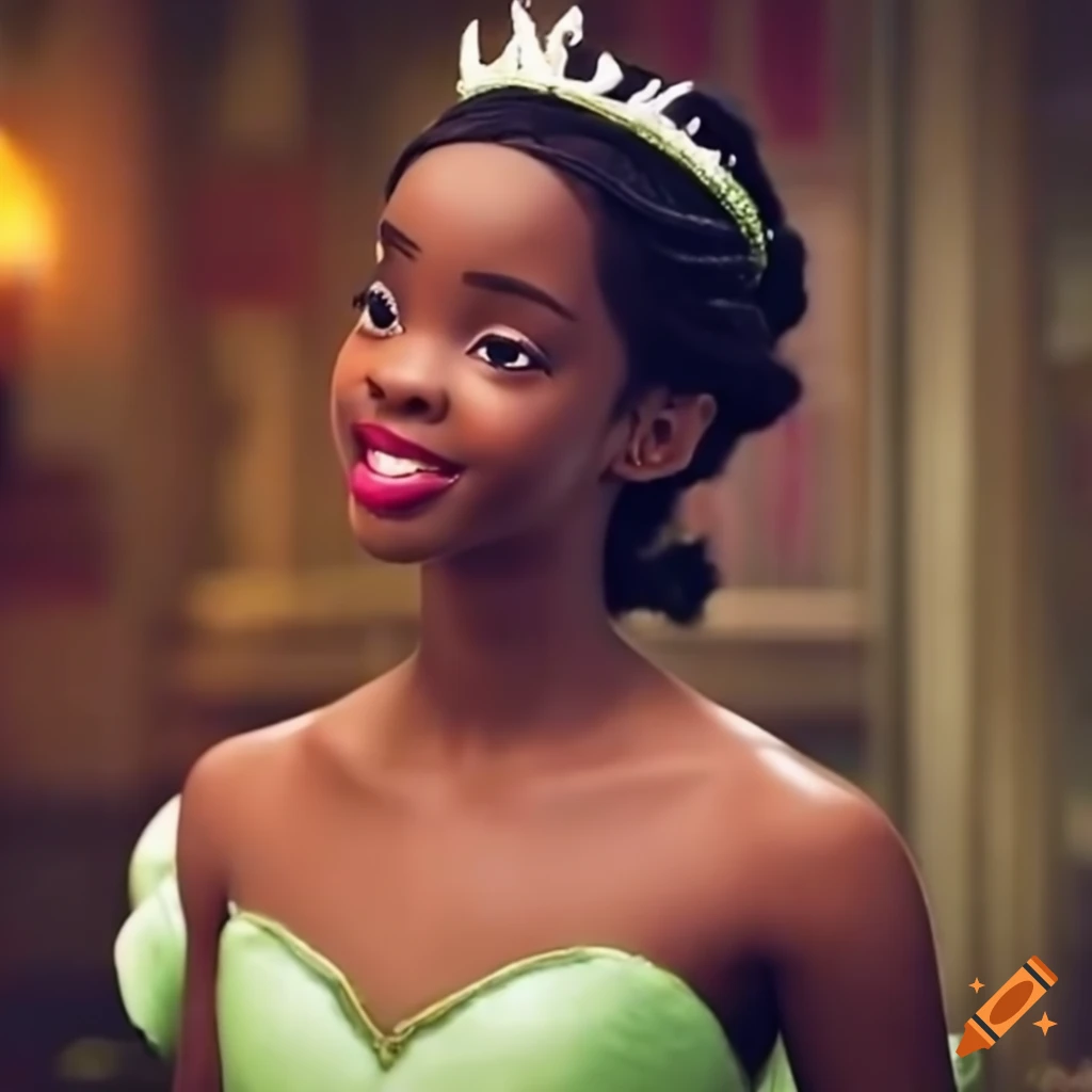 Photo of live action princess tiana on Craiyon