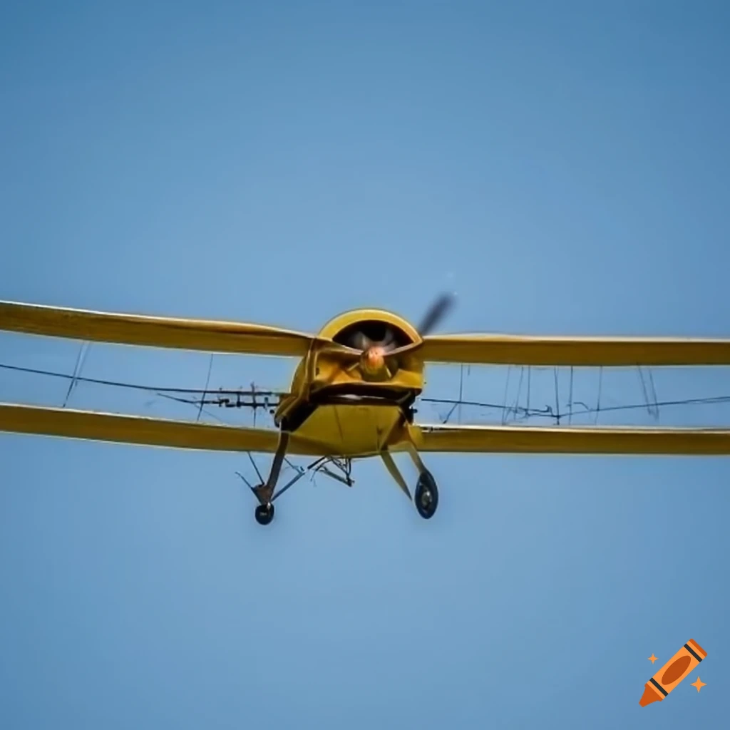 Vintage biplane with pusher propeller on Craiyon