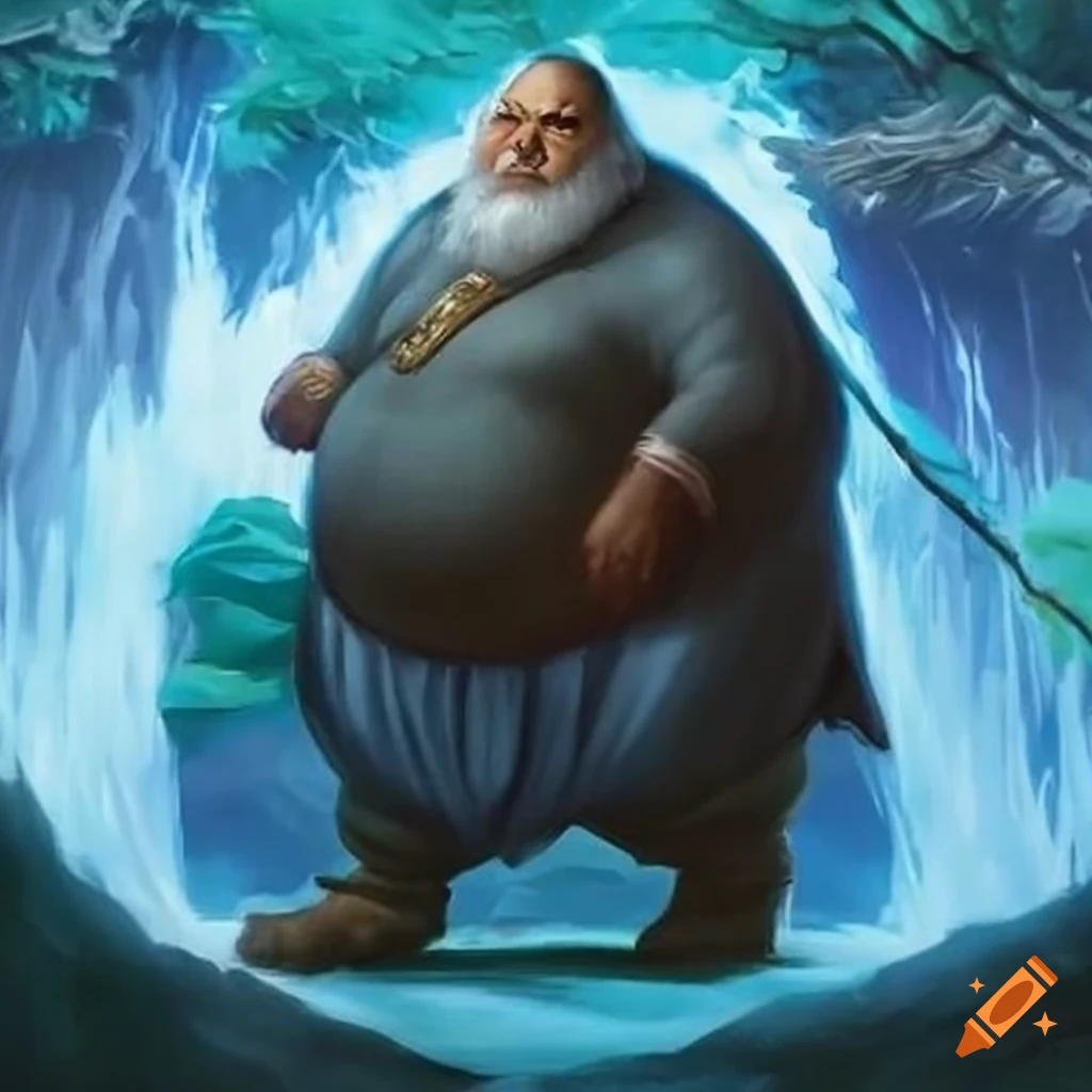 Fantasy illustration of a fat Asian dwarf in ancient Chinese robes on ...