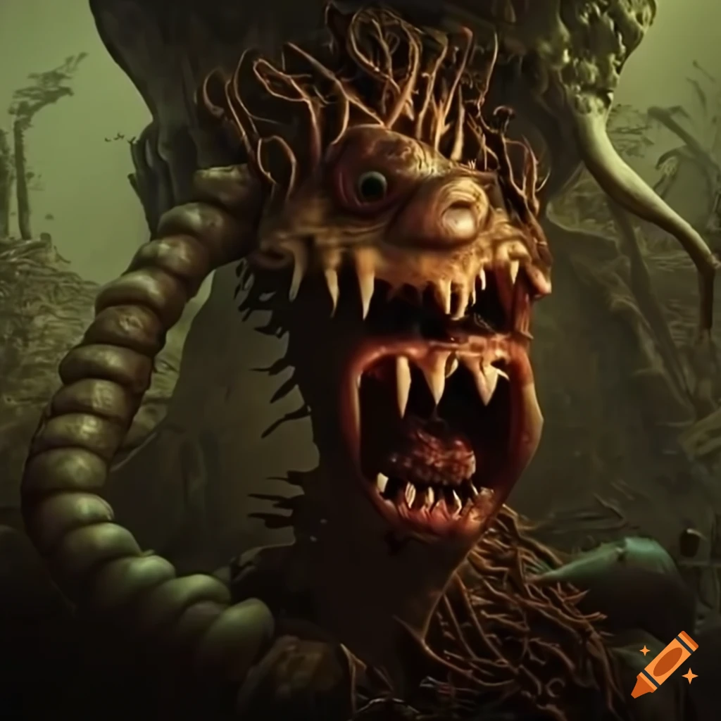 High definition image of creepy monster worms in a dystopian setting