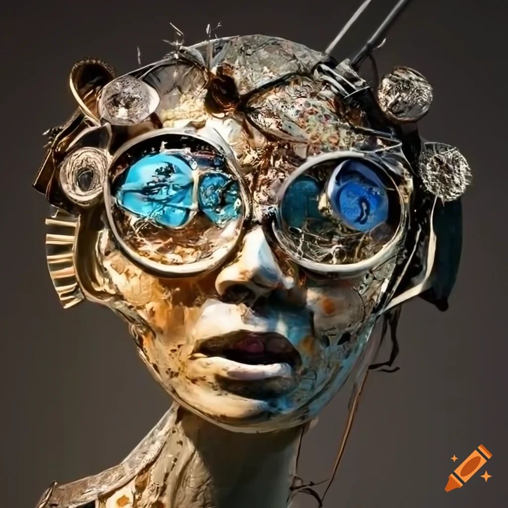 Sculpture of a female made of recycled objects on Craiyon