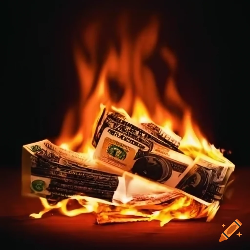 Burning $100 bill on Craiyon