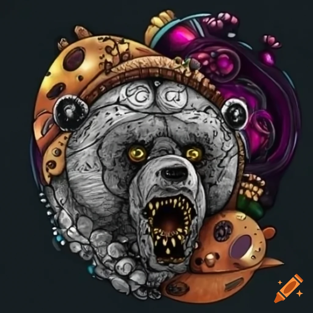 Realistic pencil drawing of a dangerous bear