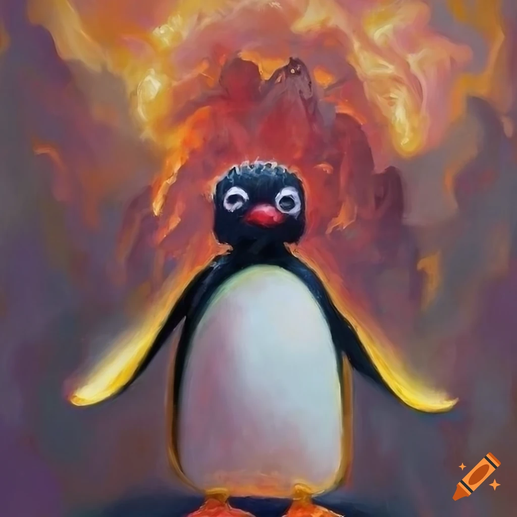 Pingu wearing a bucket hat on Craiyon