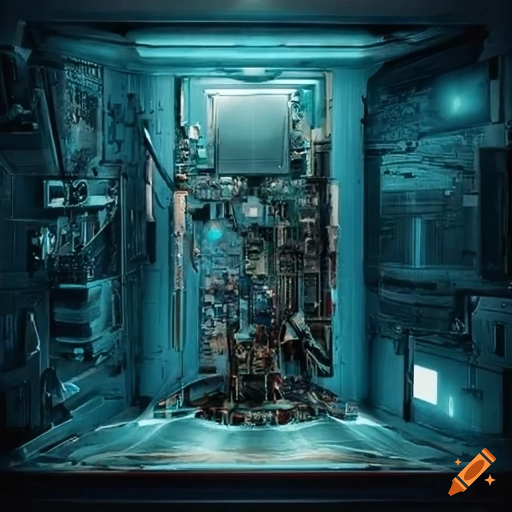 Surrealist alien spaceship machine in front of computer windows on Craiyon