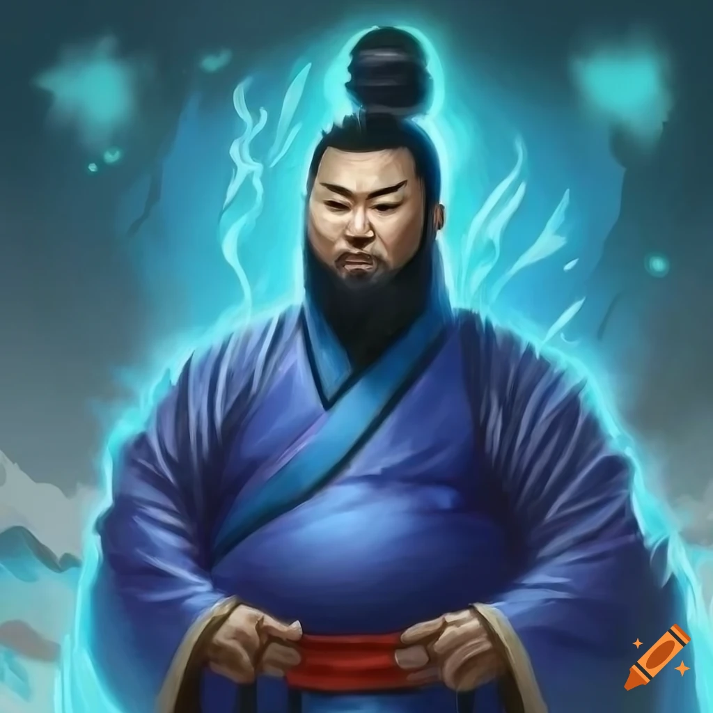 Illustration of a majestic asian man in ancient robes