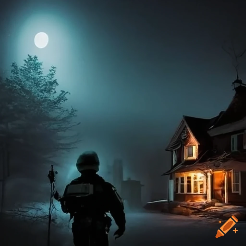 Police investigating a house at night on Craiyon