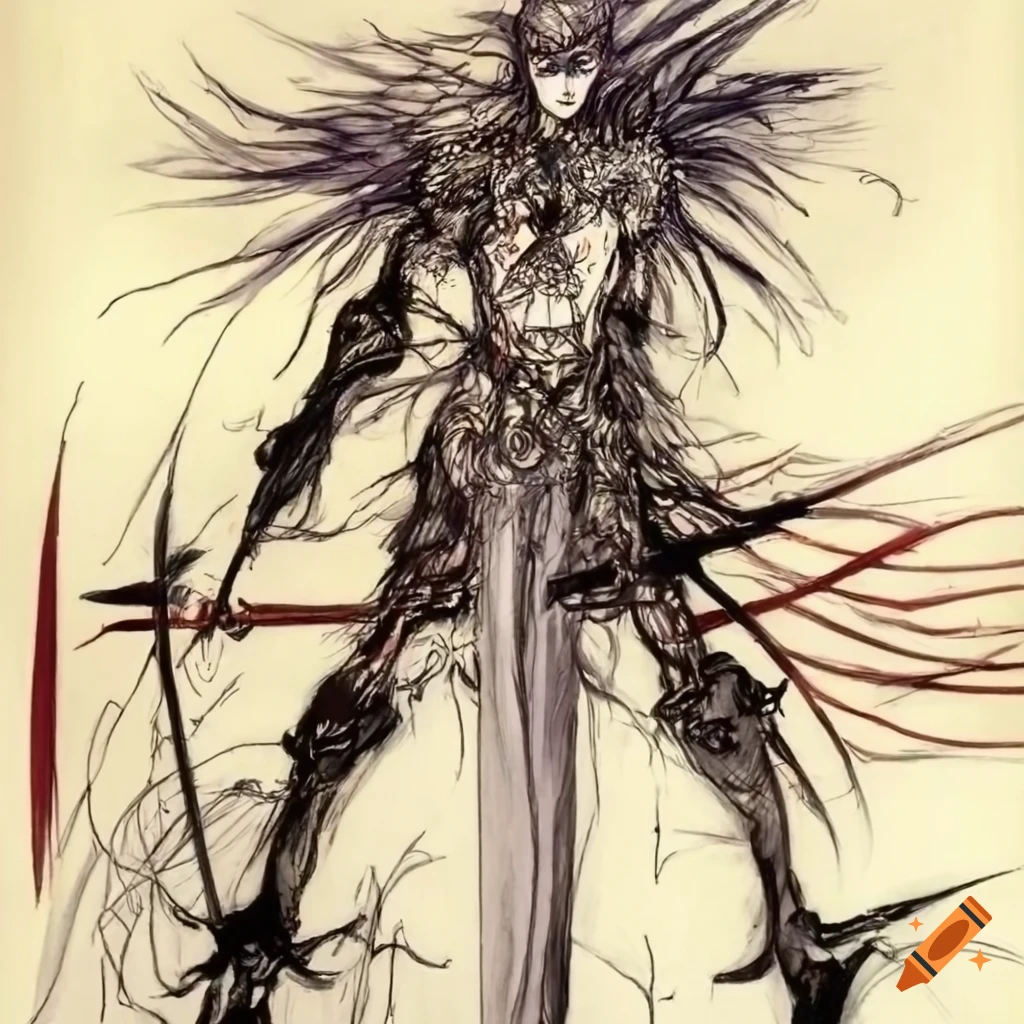 Ink drawing of the legendary sword aegis