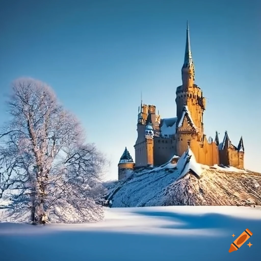 Snow-covered castle on Craiyon