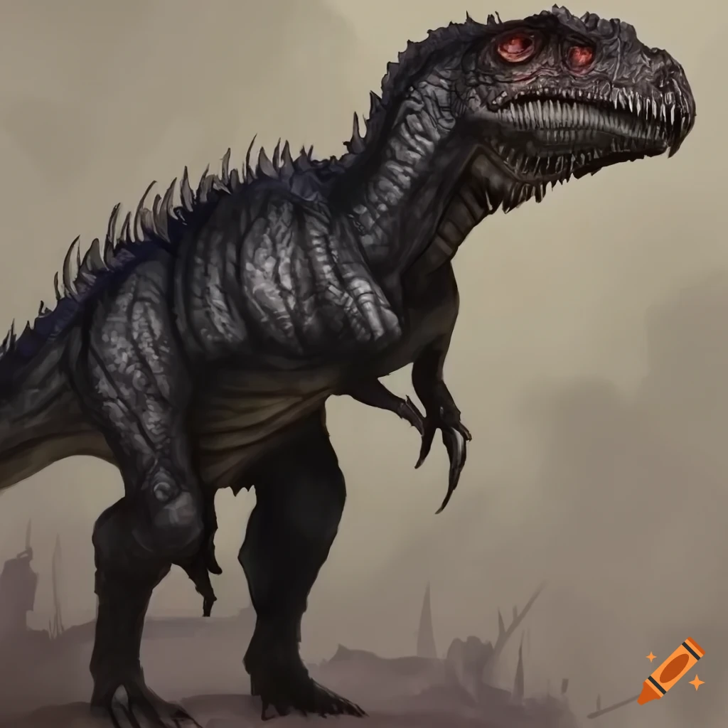 Graftshield elder dinosaur in magic the gathering art style on Craiyon
