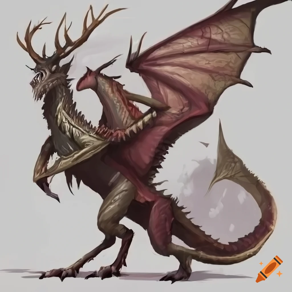 Wyvern stag hybrid in magic the gathering art style