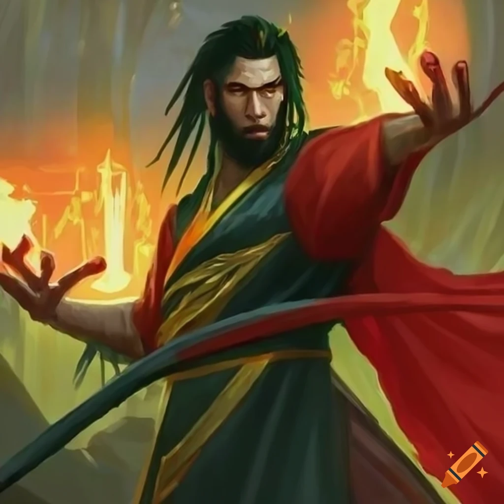 Asian elf male with long beard and ancient chinese robes