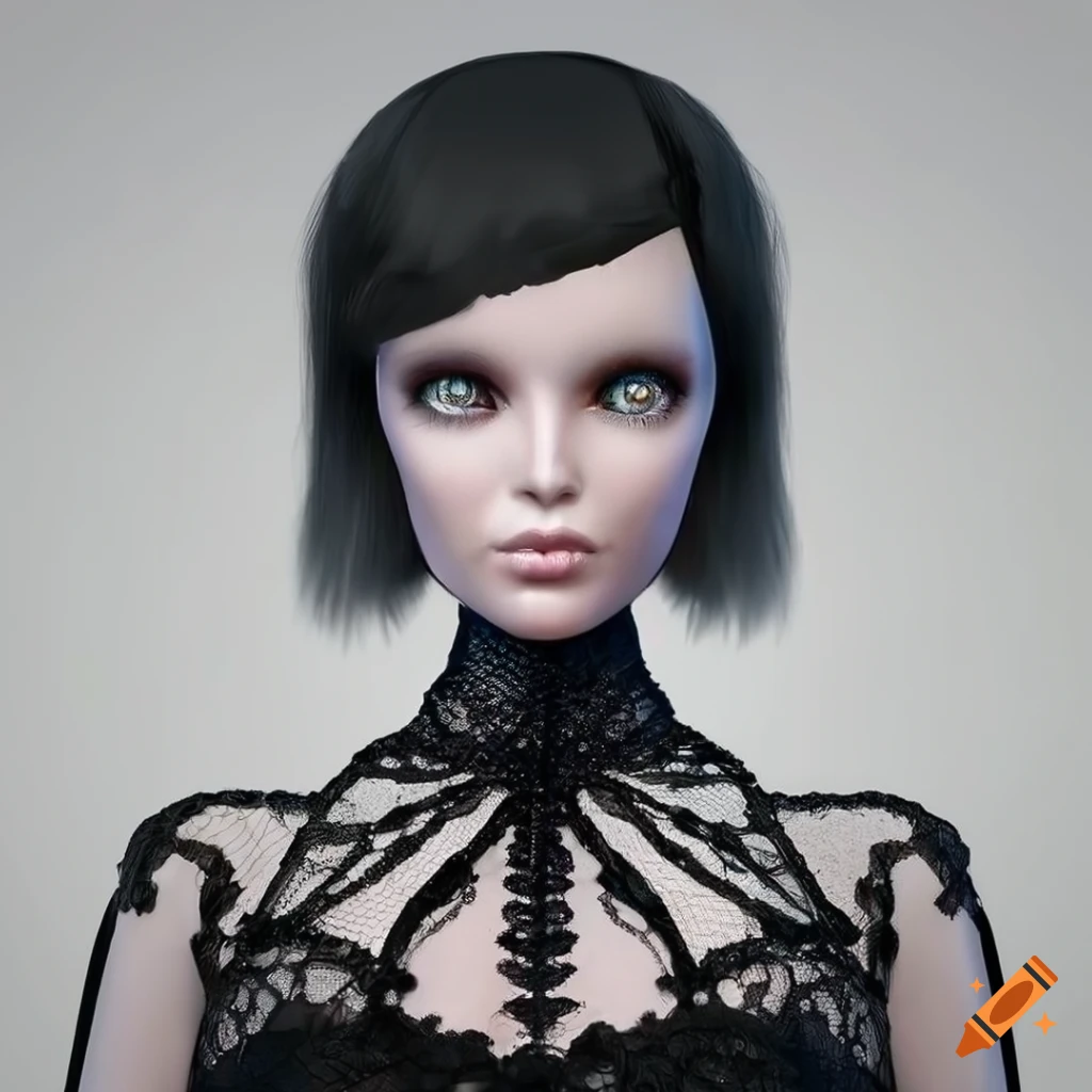 skeletal-female-android-in-black-lace-dress-on-craiyon